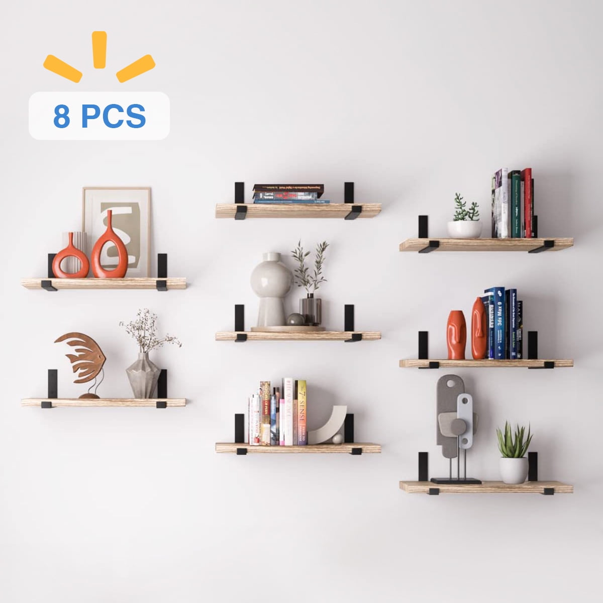 Fairy Floating Shelves, Wood Floating Shelf for Wall, Set of 8, Width 5 ...