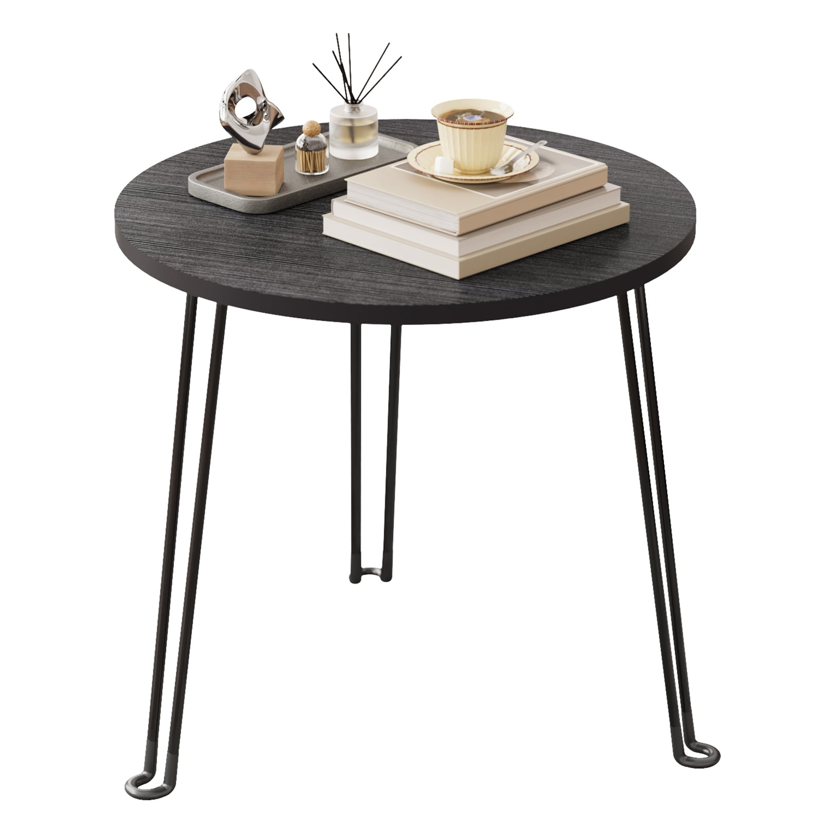 Fairy Folding Side Table, 17.7" Round Portable Table with Metal Legs ...