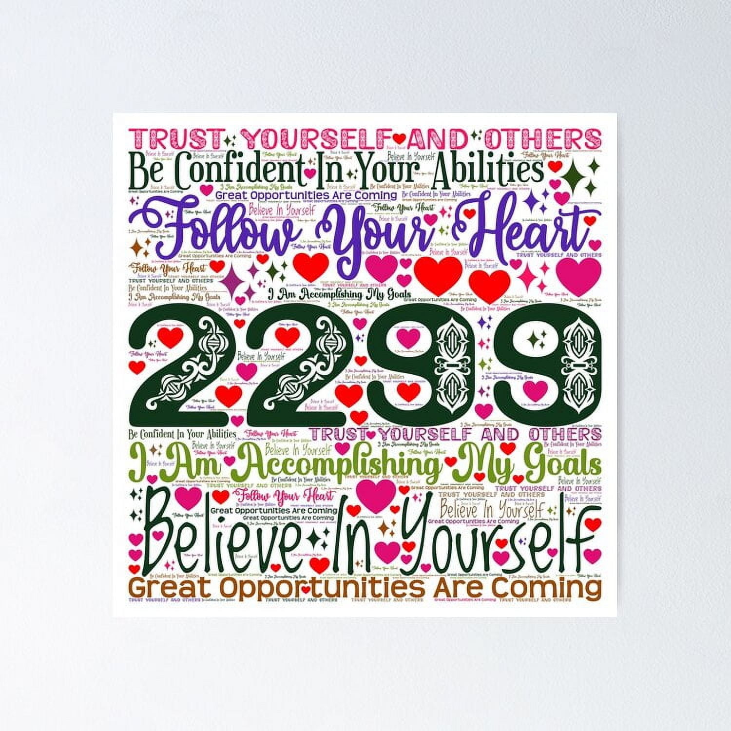 Fairy Font Angel Number 2299 Meanings UNFRAMED Poster, 24x36 - Walmart.com