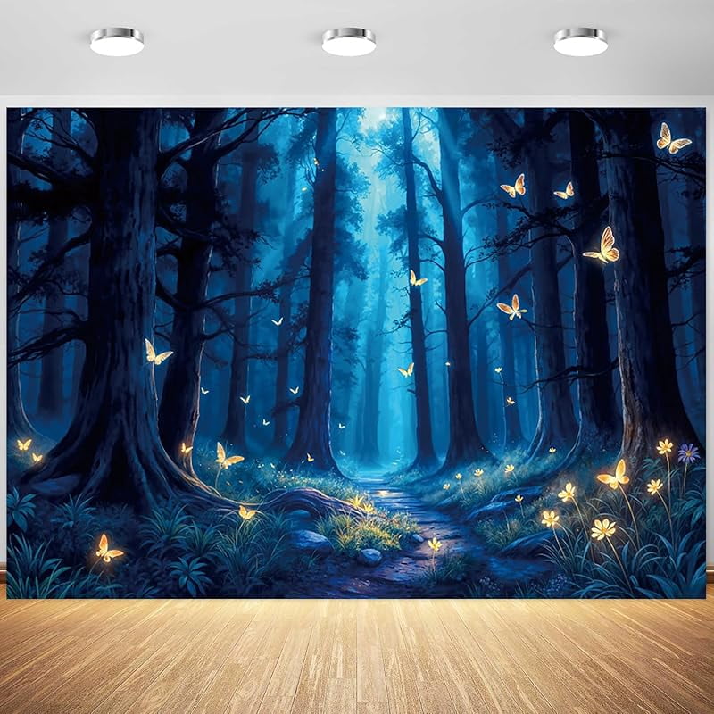 Fairy Forest Backdrop Forest Firefly Night Scene Photography Background ...