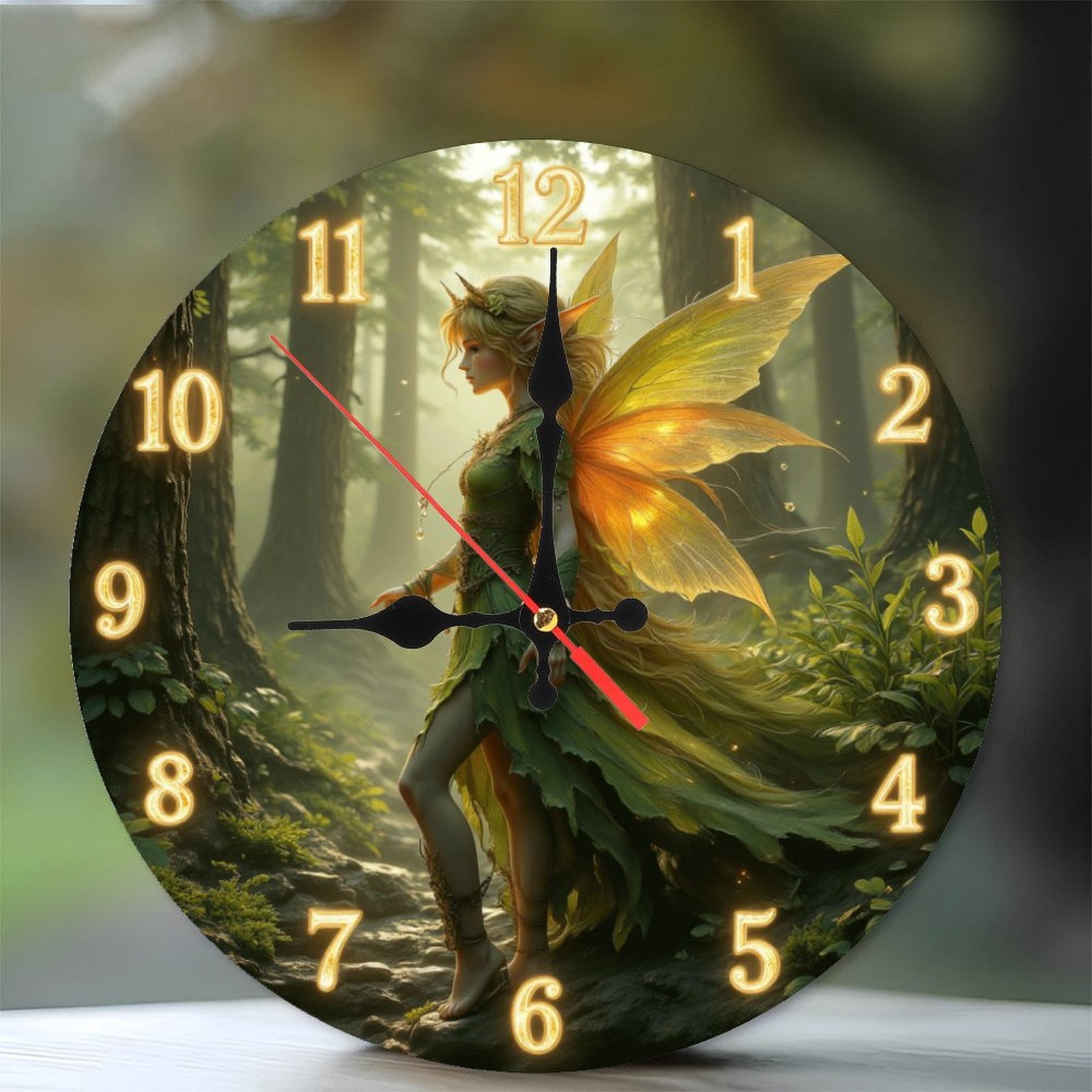 Fairy Forest Clock 10-Inch Silent Wooden Wall Clock, Battery Operated ...