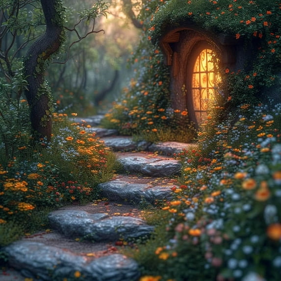 Fairy Forest Floral Tree Grass Kids Adult Birthday Wedding Portrait r ...