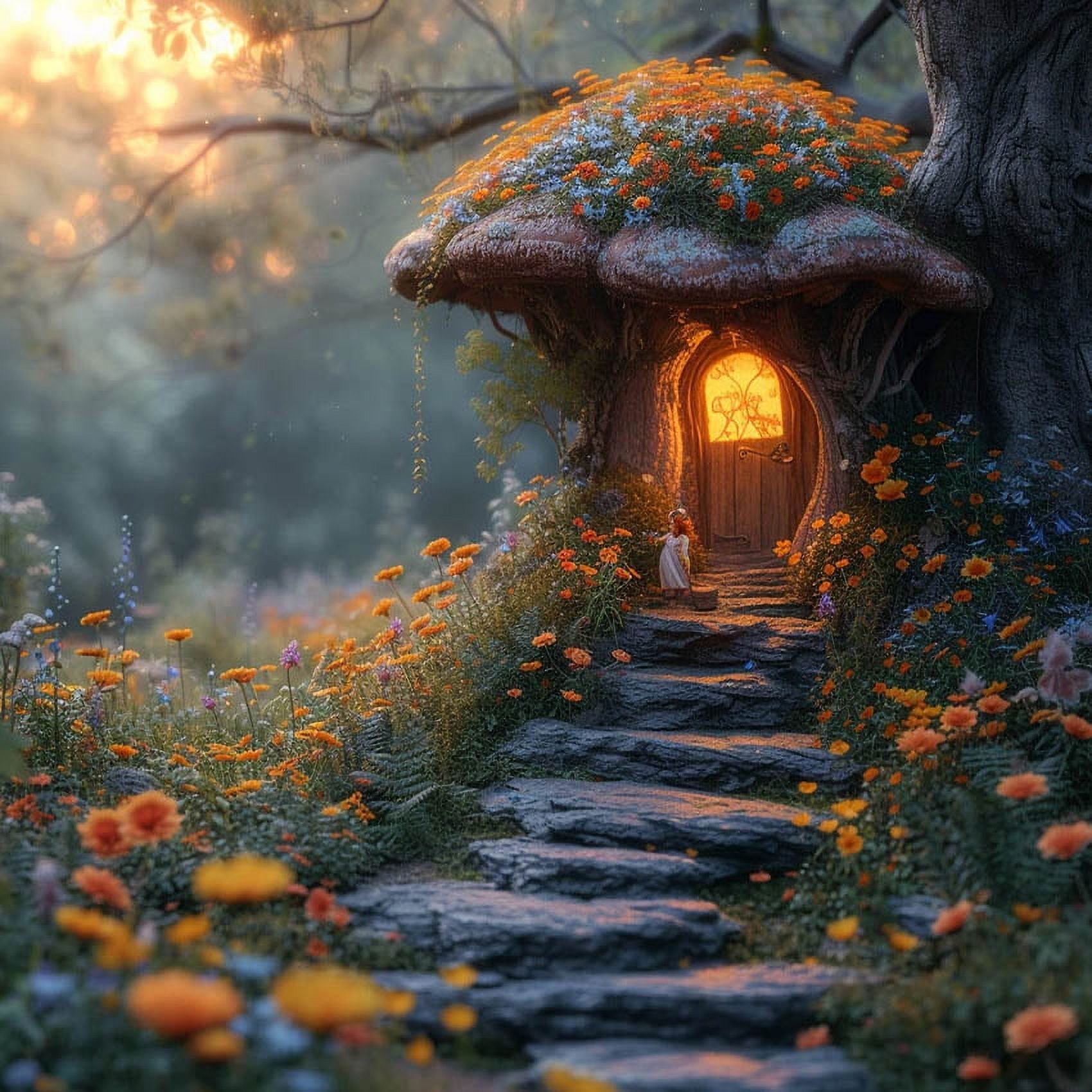 Fairy Forest Floral Tree Grass Kids Adult Birthday Wedding Portrait r ...