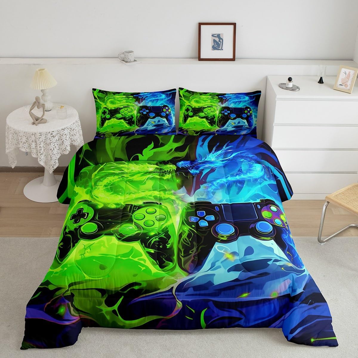 Fairy Gamepad Gaming Boys Bedding Comforter Set,Boys Teens Gaming Theme ...