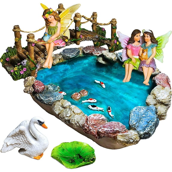Fairy Garden Fish Pond Kit - Miniature Bridge Set of 6 pcs Fairy Garden ...