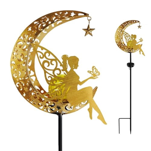 Fairy Garden Lights,Decorative Solar Stake Crackle Glass Globe with ...