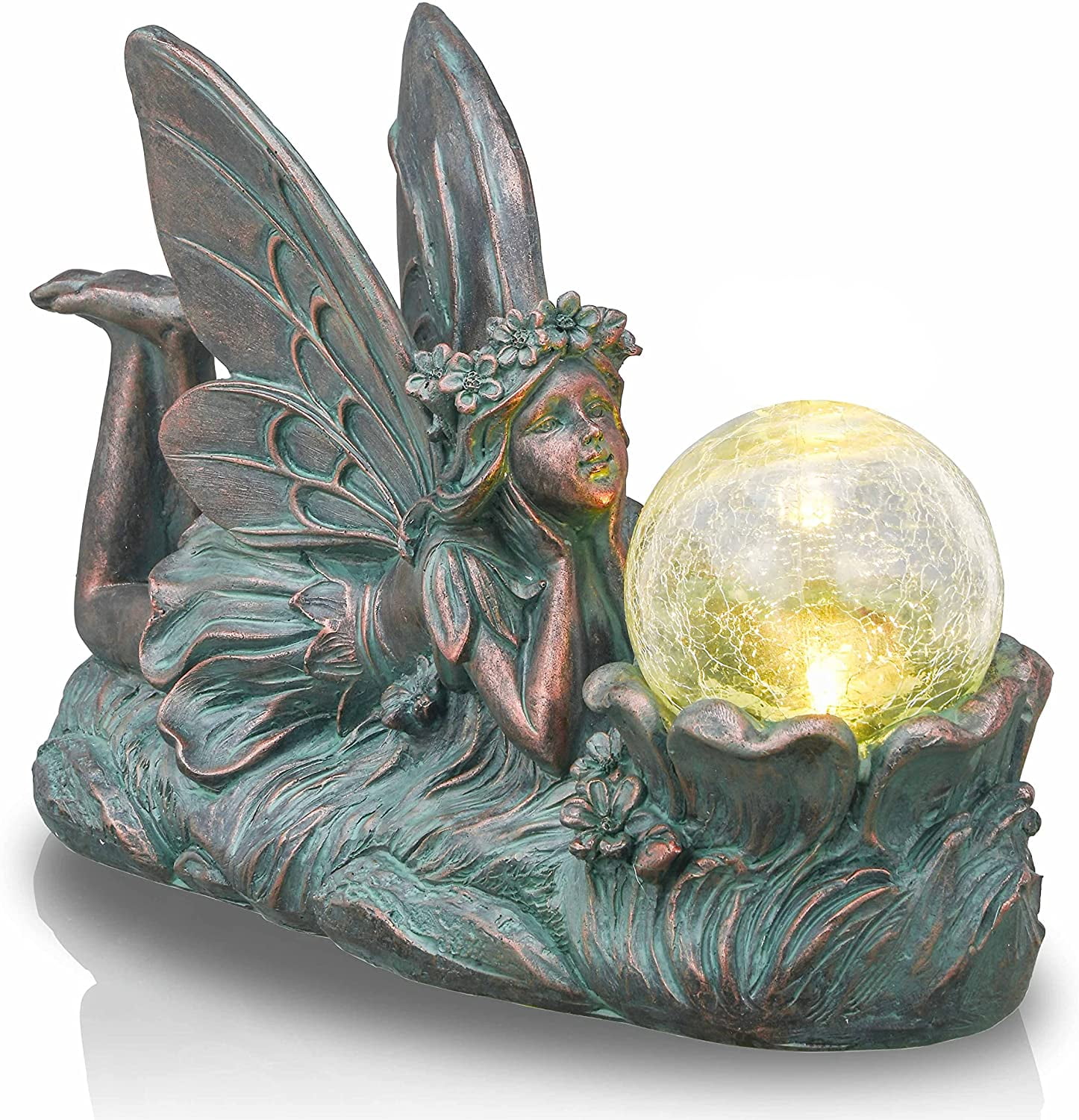 Fairy Garden Sculptures & Statues with Glass Ball Solar Outdoor Light ...