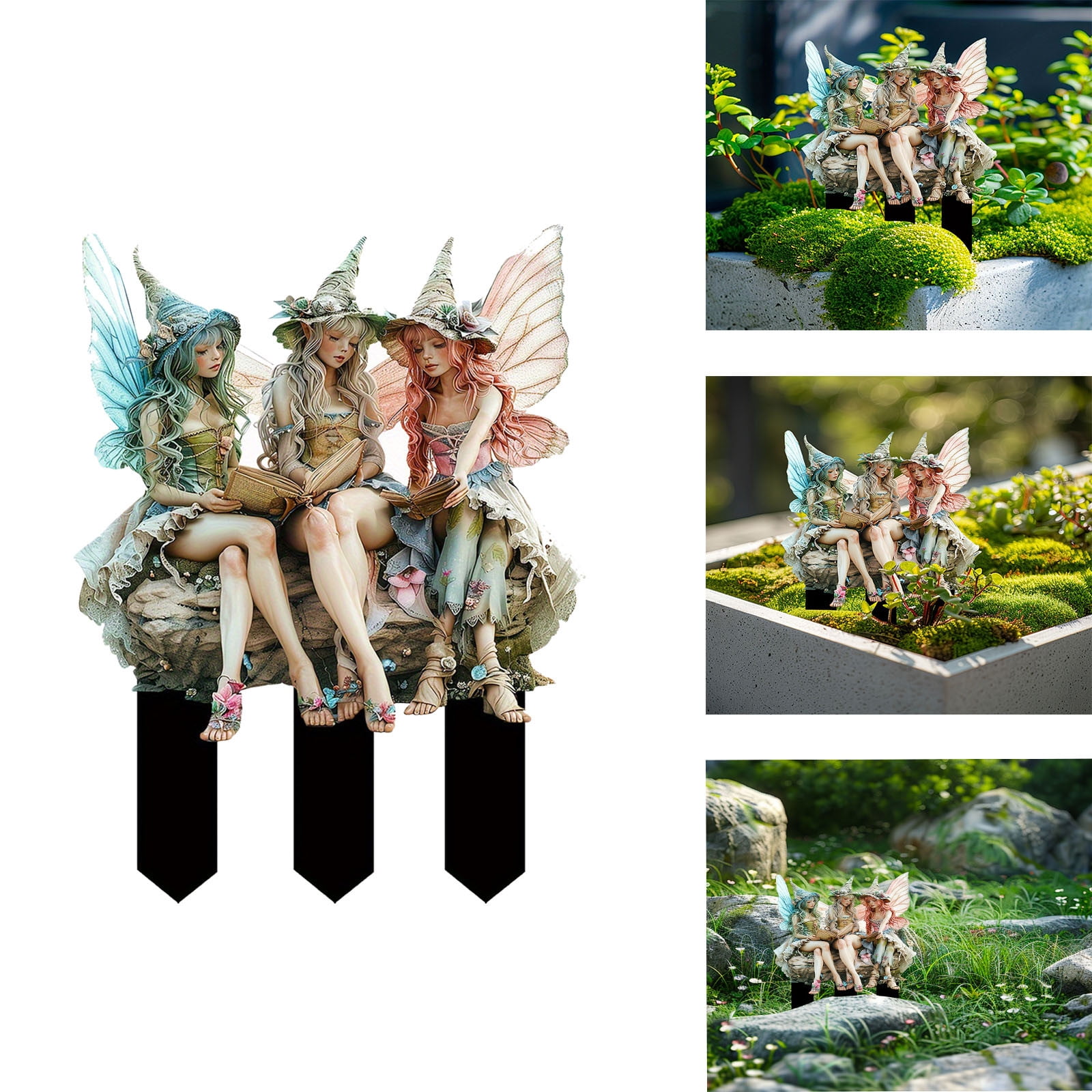 Fairy Garden Stake Decor, Acrylic Butterfly Elf Statue Decoration ...