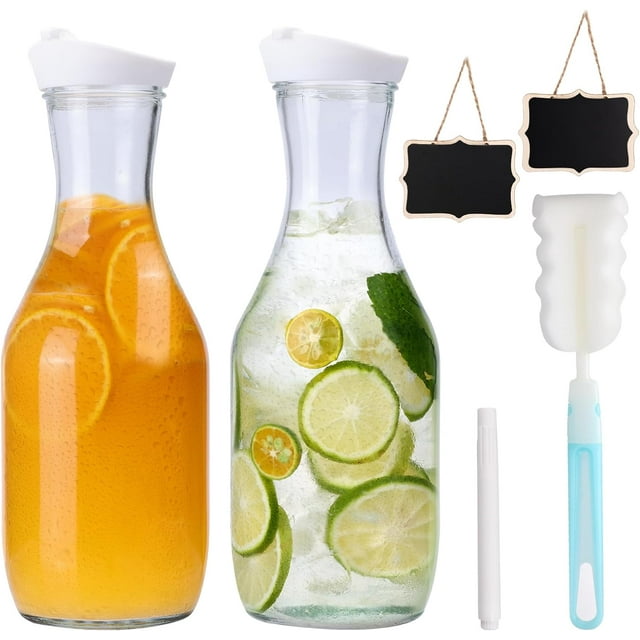 Fairy Glass Carafes 2Pcs 50oz - 1.5L, Pitchers for Water, Juice, Cold ...