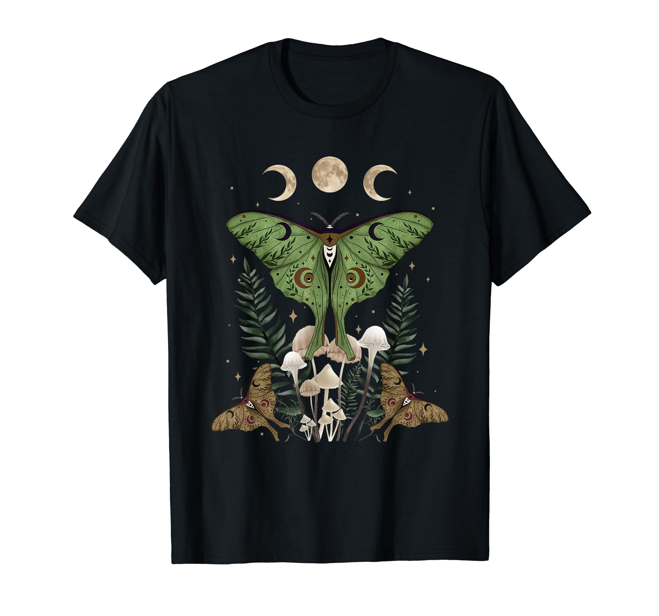 Fairy Grunge Fairycore Aesthetic Goth Luna Moth Mushroom Cotton T-Shirt ...