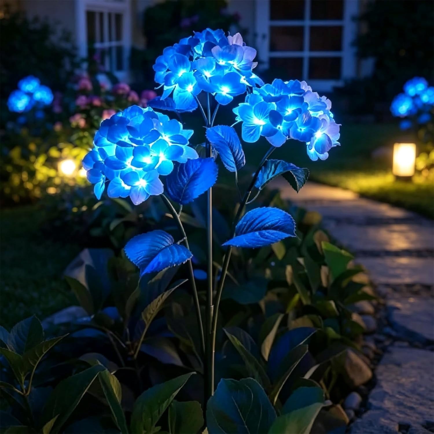 Fairy Hydrangea Lights, LED Solar Flowers Outdoor Waterproof, for Patio ...