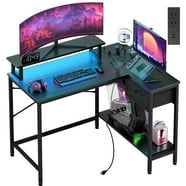 Devan Steel L-Shaped Gaming Desk with USB Ports, Black - Walmart.com