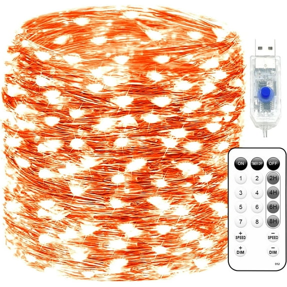 Fairy Lights 72ft 220 LED USB Twinkle String Lights Plug in Silver Wire ...
