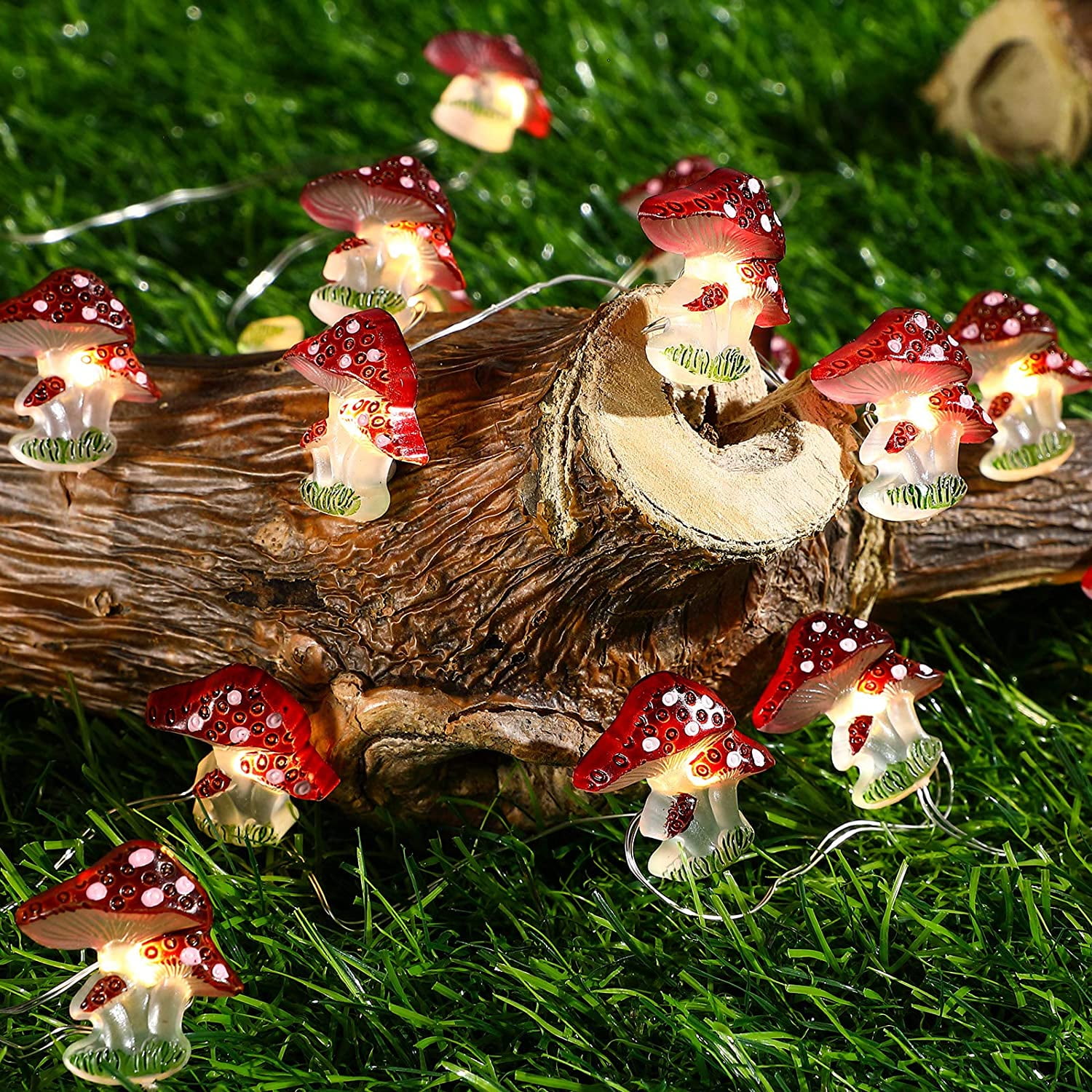 Fairy Lights Battery Operated Mushroom String Lights 30LED 10ft Waterproof Indoor Decoration for ...