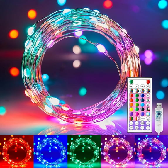 Fairy Lights Color Changing - 33FT 100 LED String Light with Remote, 16 ...