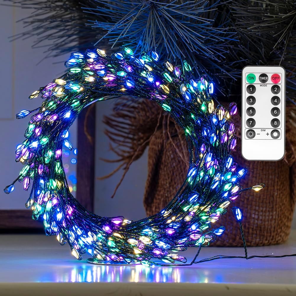 Fairy Lights Plug in,33FT 300 LEDs Waterproof String Lights,Green Wire ...