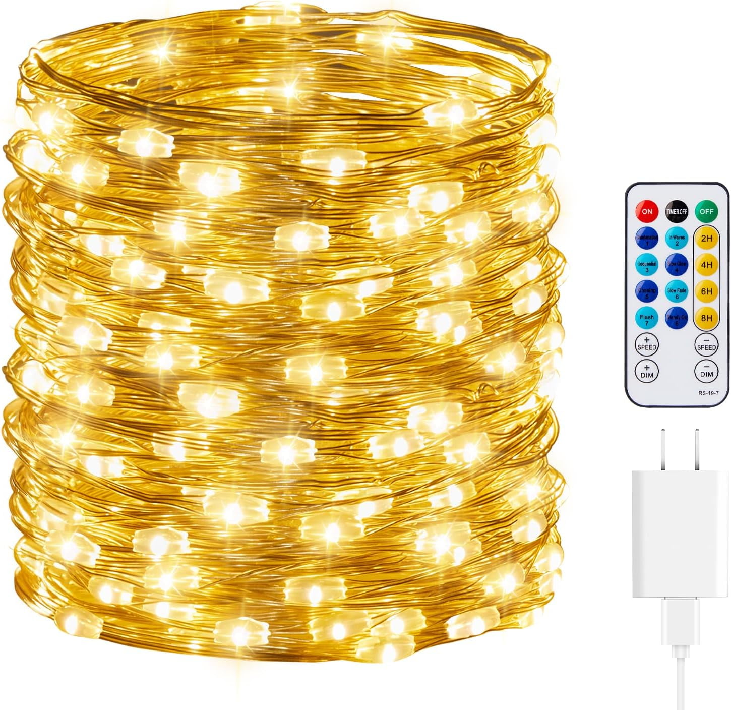 Fairy Lights with Remote, 66 Feet 200 Led Firefly String Lights Plug in ...