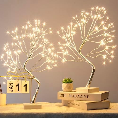 Fairy Lights Spirit Tree, 2PK Bonsai Tree Light, 108 LED Warm White ...