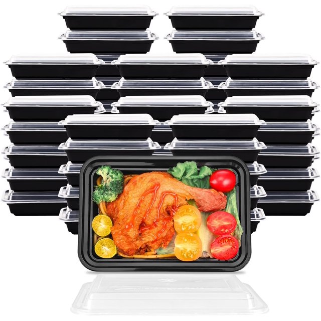 Fairy 50 Pack Plastic Meal Prep Containers, 16oz Reusable Food Storage ...