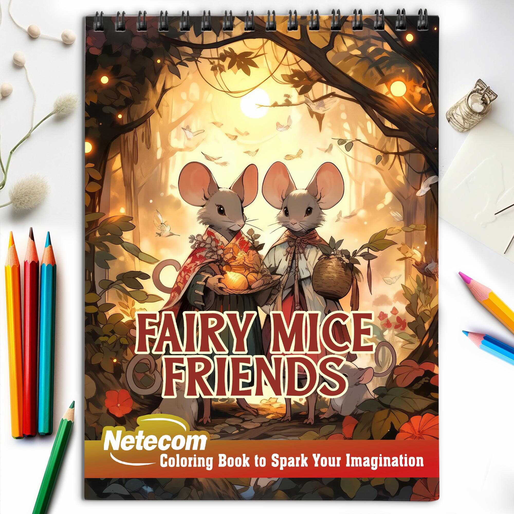 Fairy Mice Friends Spiral Bound Coloring Book, Unleash Your Creativity ...