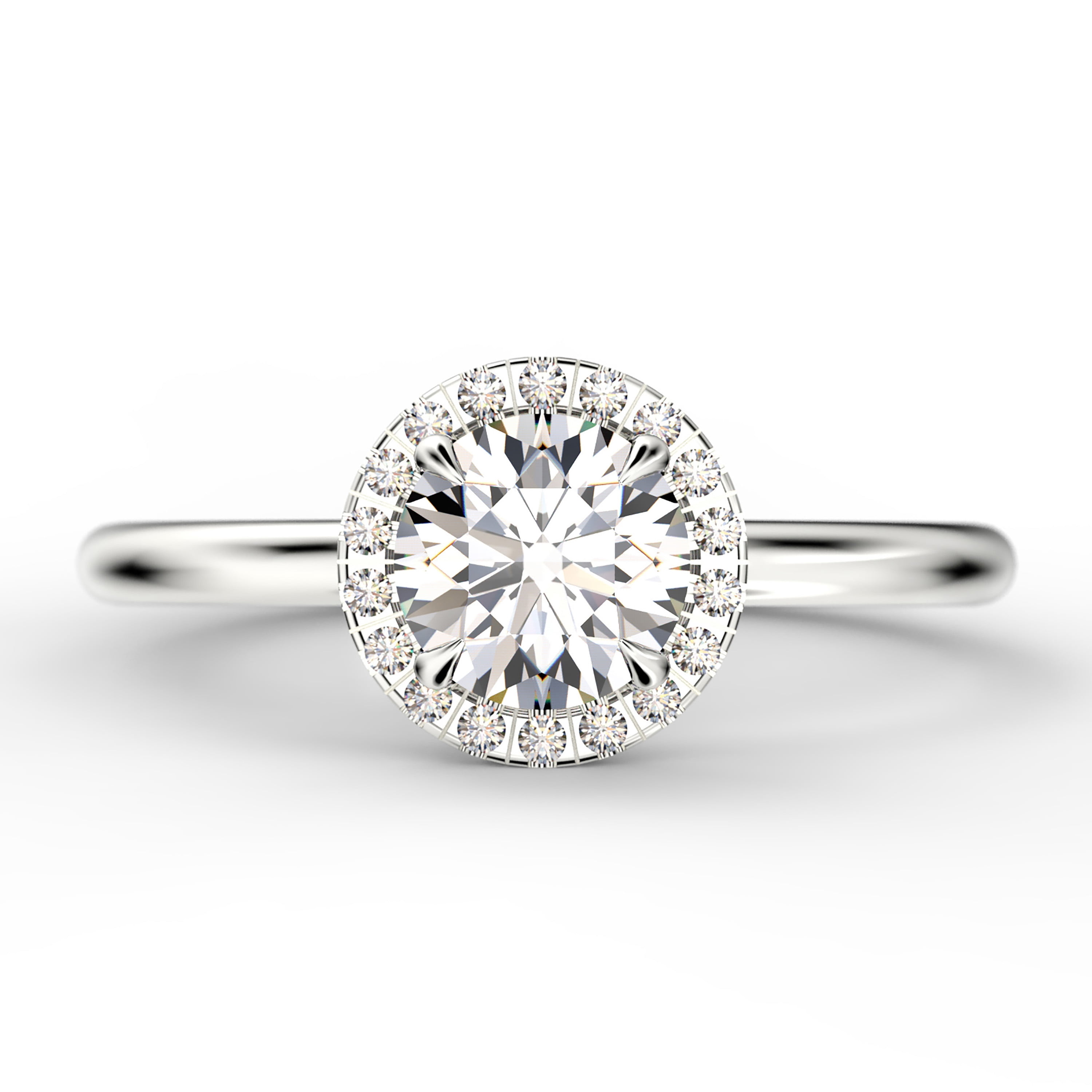 Fairy Minimalist 1.25 Carat Round Cut Diamond Moissanite Engagement Ring, Classic Halo Wedding ...