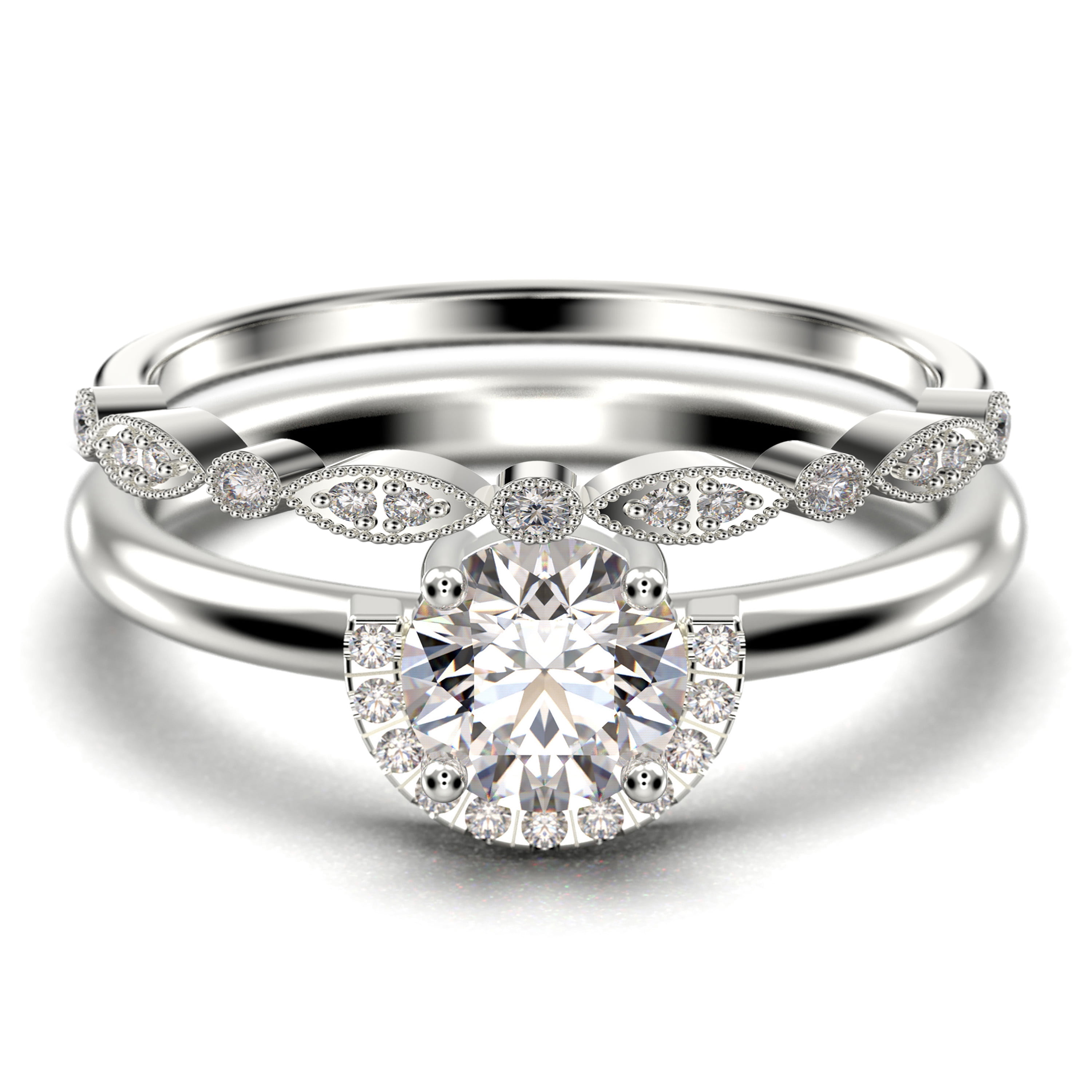 Fairy Minimalist 1.75 Carat Round Cut Diamond Moissanite Engagement Ring Wedding Ring, One ...