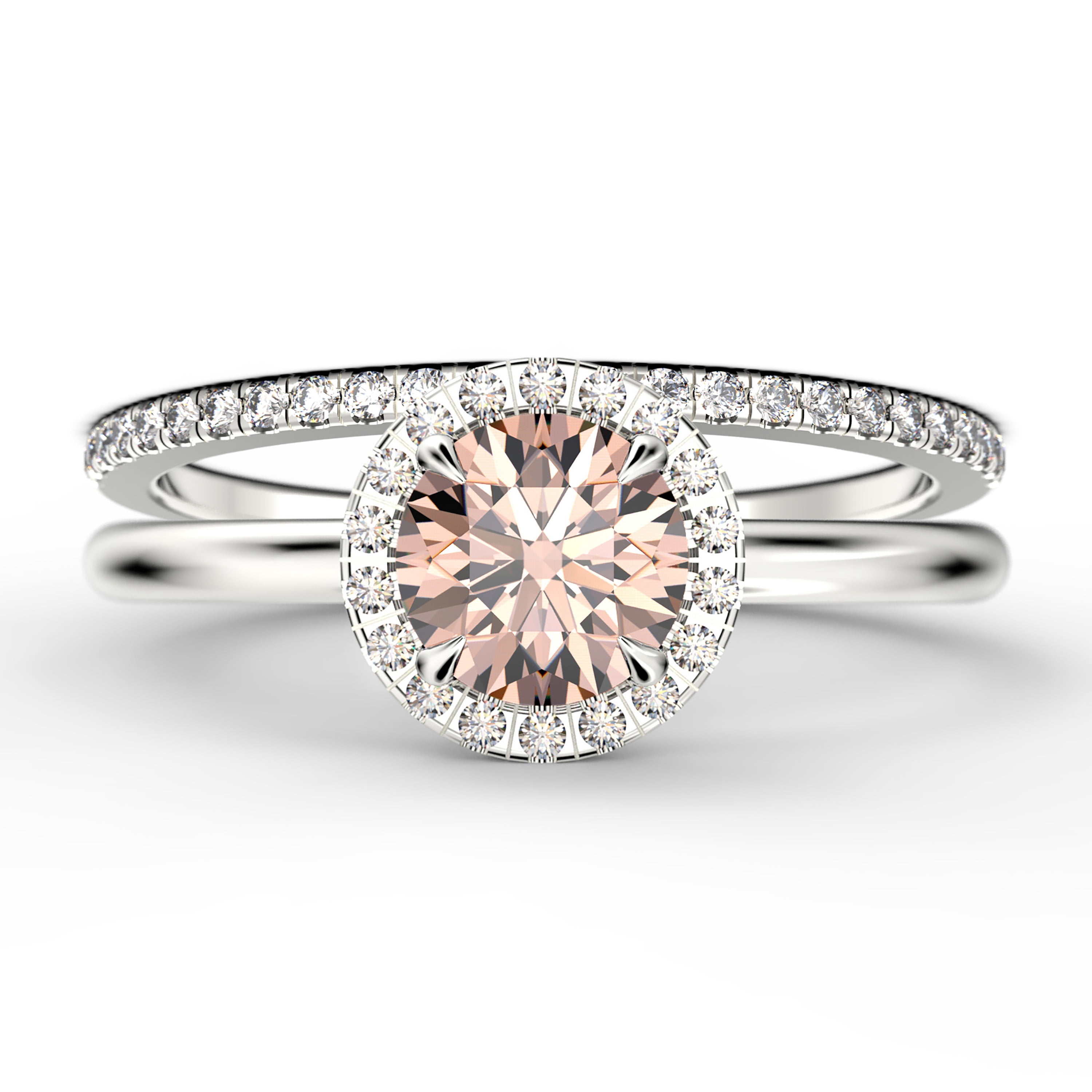 Fairy Minimalist 1.75 Carat Round Cut Morganite And Diamond Moissanite ...