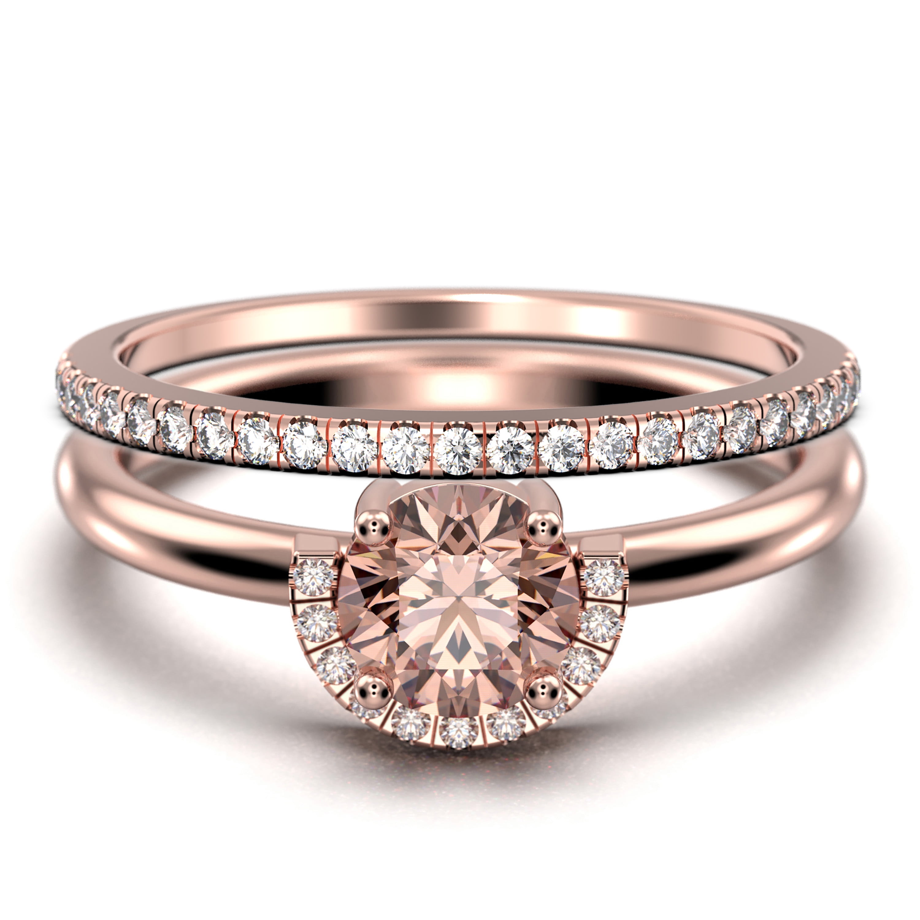 Fairy Minimalist 1.75 Carat Round Cut Morganite And Diamond Moissanite Engagement Ring Wedding ...