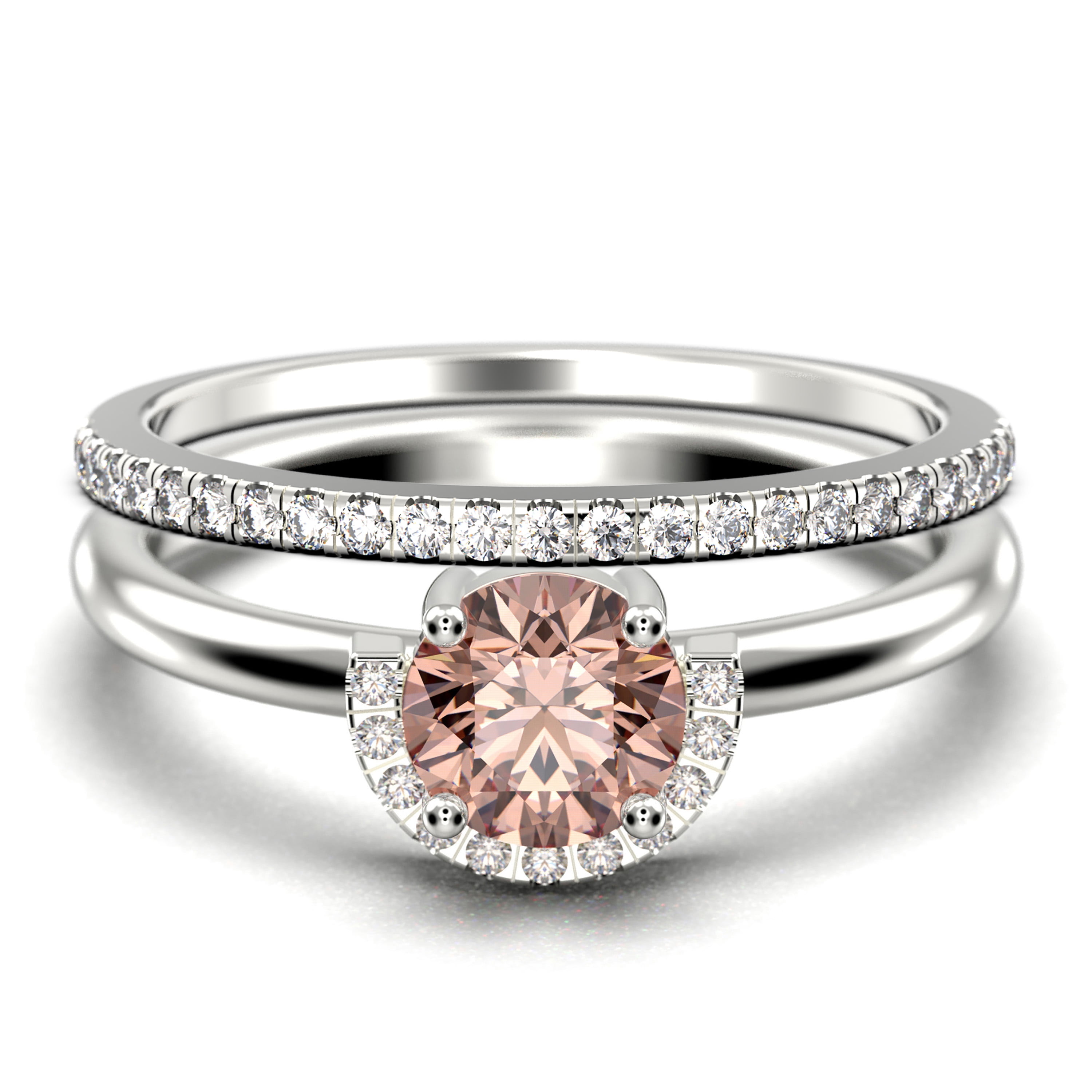 Fairy Minimalist 1.75 Carat Round Cut Morganite And Diamond Moissanite ...