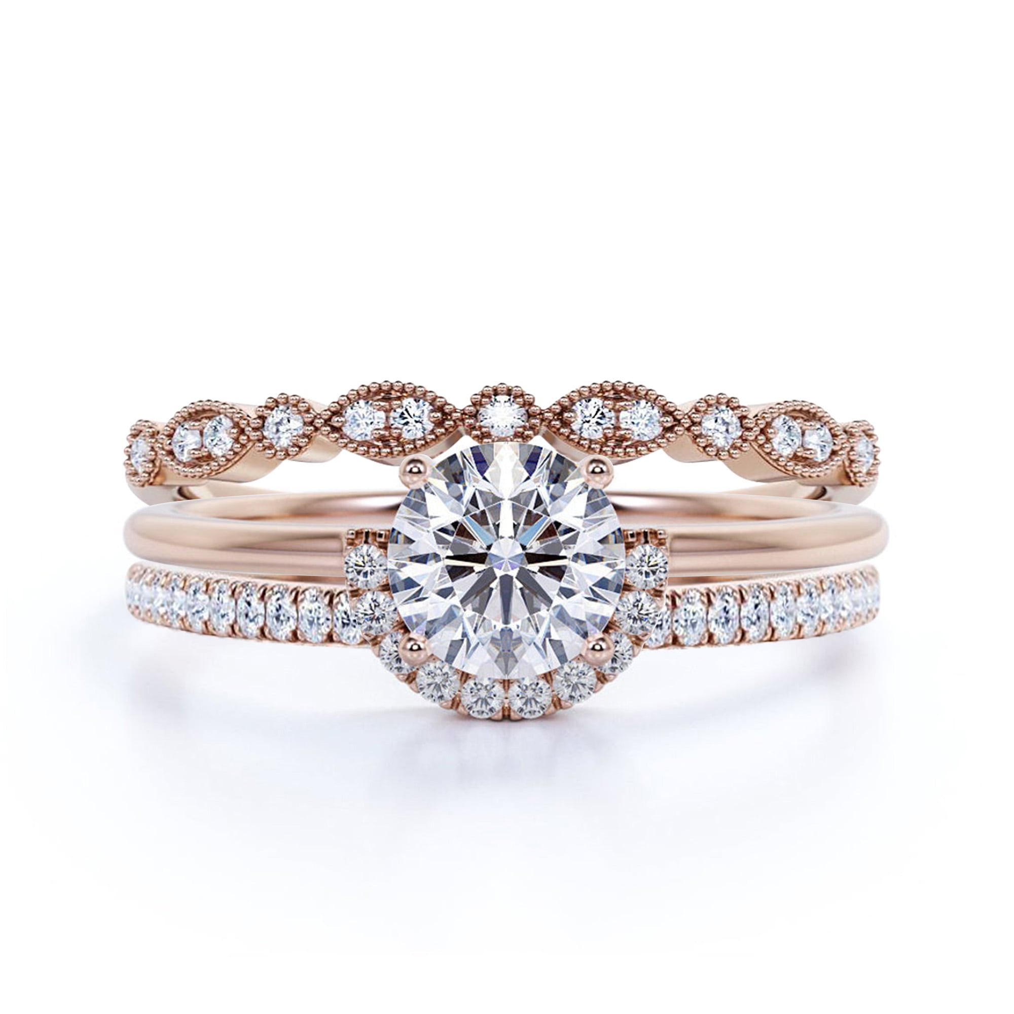 Fairy Minimalist 2.25 Carat Round Cut Diamond Moissanite Engagement ...