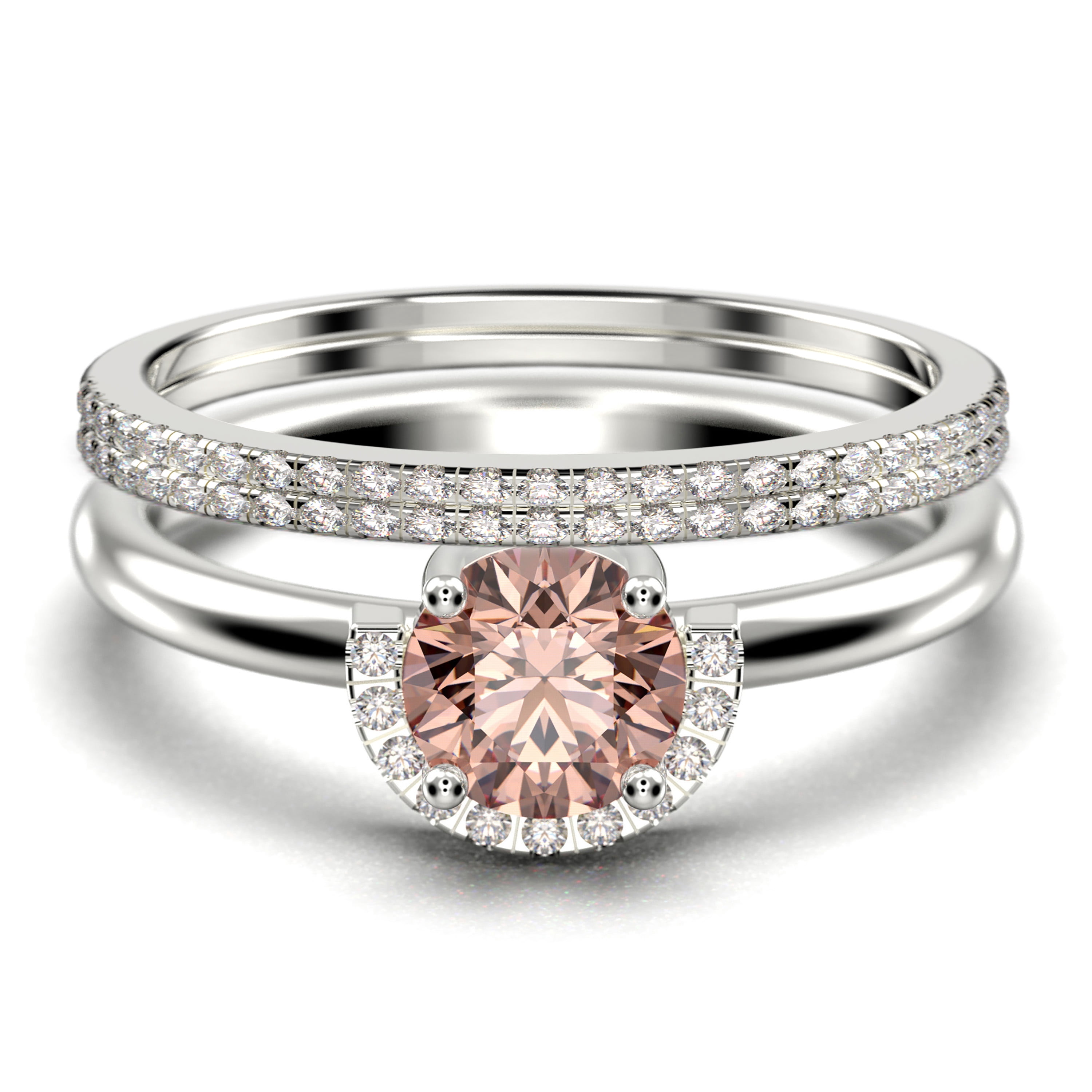 Fairy Minimalist 2.25 Carat Round Cut Morganite And Diamond Moissanite ...