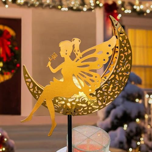 Fairy Moon Solar Lights Outdoor Garden Gifts for Mom Yard Decorations ...