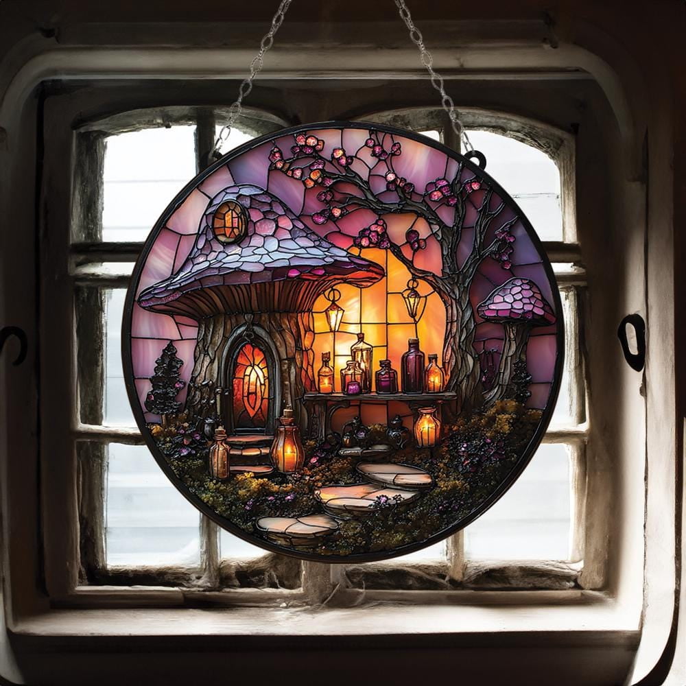 Fairy Mushroom Cottage Acrylic Suncatcher fullxfull Enchanted Window ...