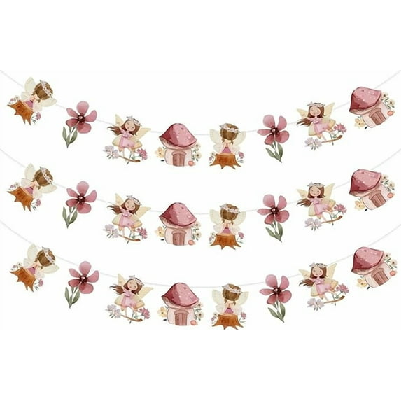 Fairy Party Banners Garland, 3pcs Fairy Birthday Party Decorations Boho ...