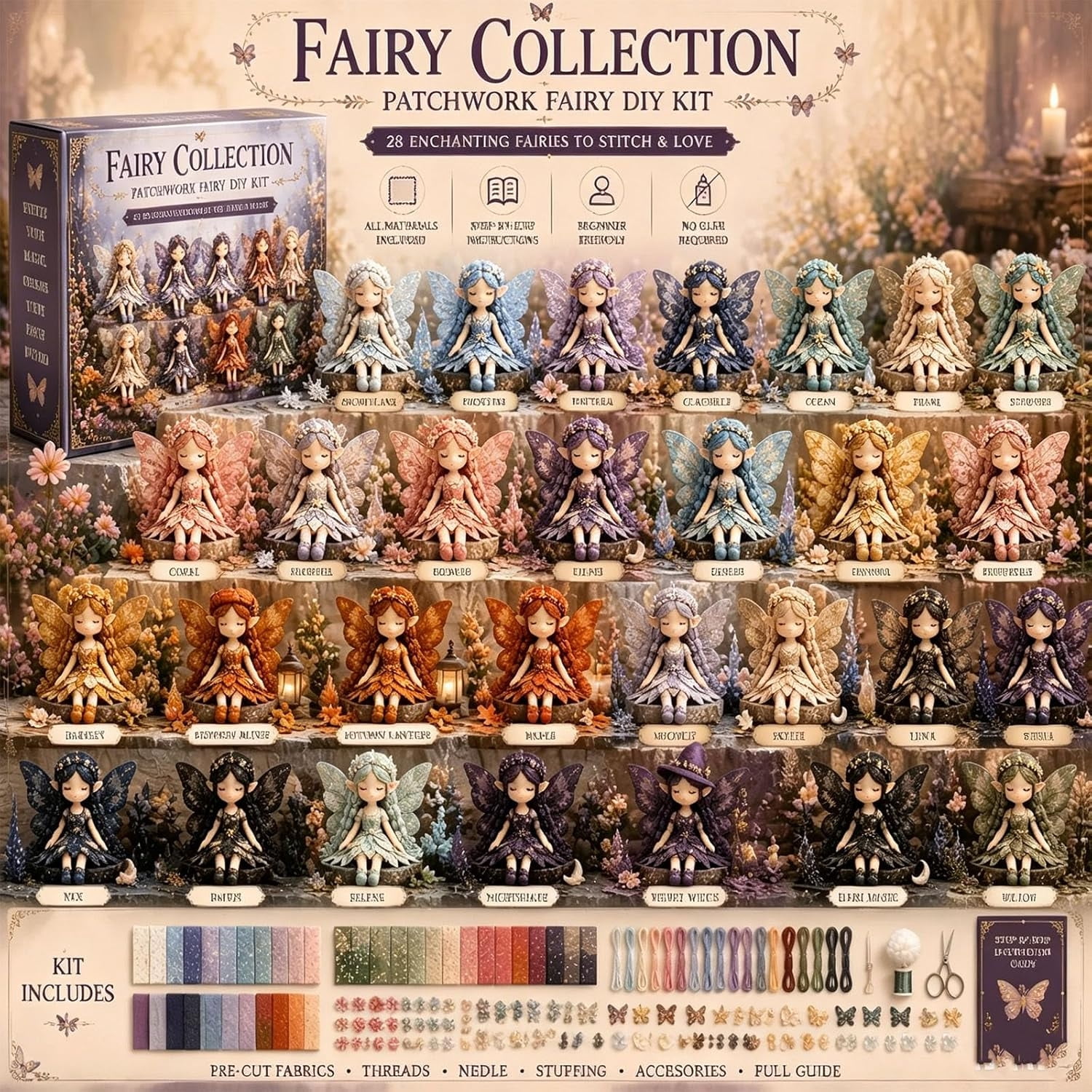 Fairy Patchwork DIY Collection, Fun Flower Fairies Patchwork Sewing Kit ...