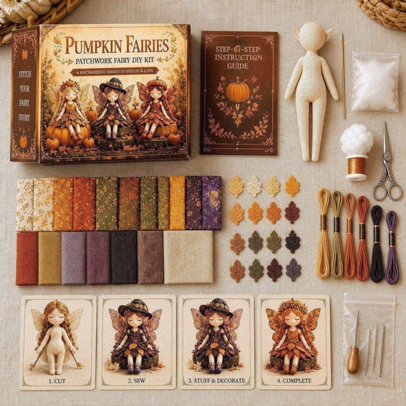 Fairy Patchwork DIY Kit - Pumpkin Fairies - 2026 Fun Patchwork Sewing ...