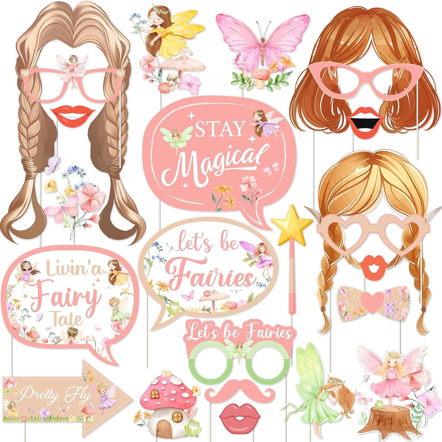 Fairy Photo Booth Props, Let’s Be Fairies Boho Theme Party Decorations ...