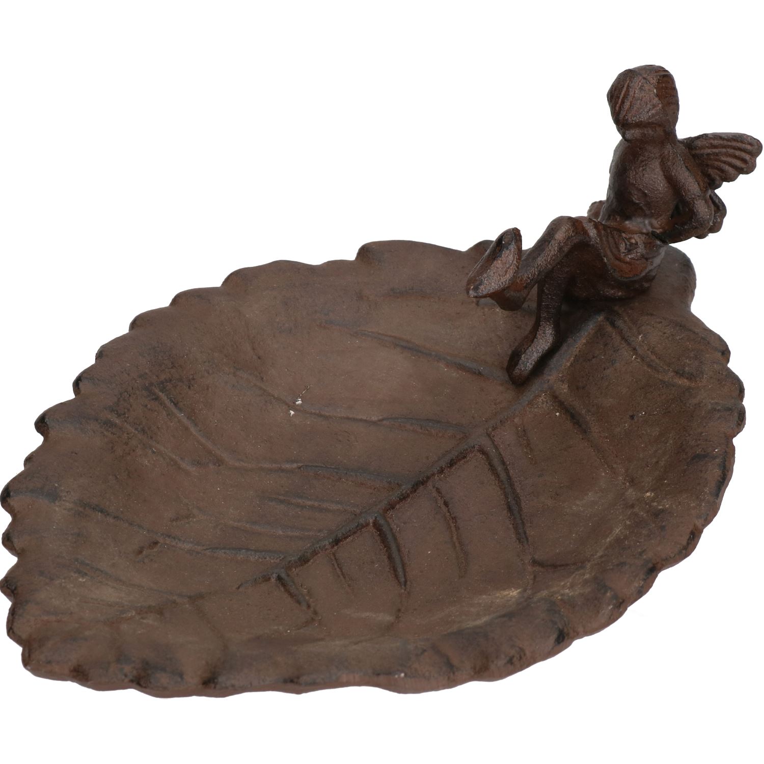 Fairy / Pixie Bird Bath Cast Iron Feeder Sitting Ornament Garden ...