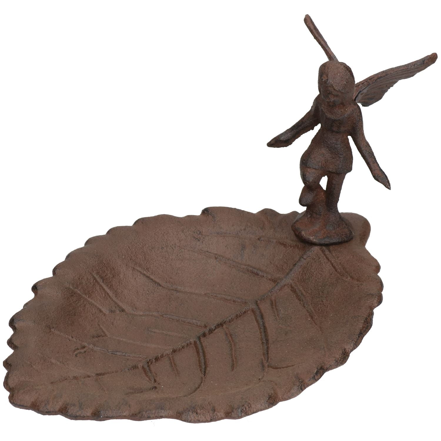 Fairy / Pixie Bird Bath Cast Iron Feeder Standing Ornament Garden ...
