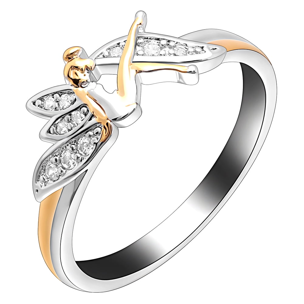 Fairy Ring for Women Wing Angel Sterling Silver Cubic Zirconia Ginger ...