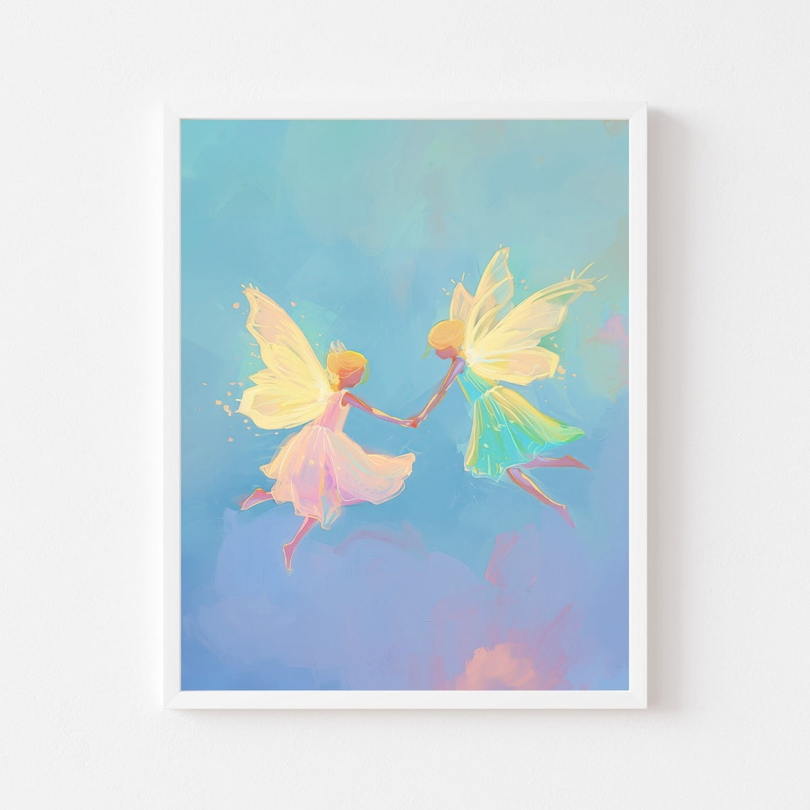 Fairy Sisters Magical Nursery Wall Art, Unframed Canvas Size 8x12 ...