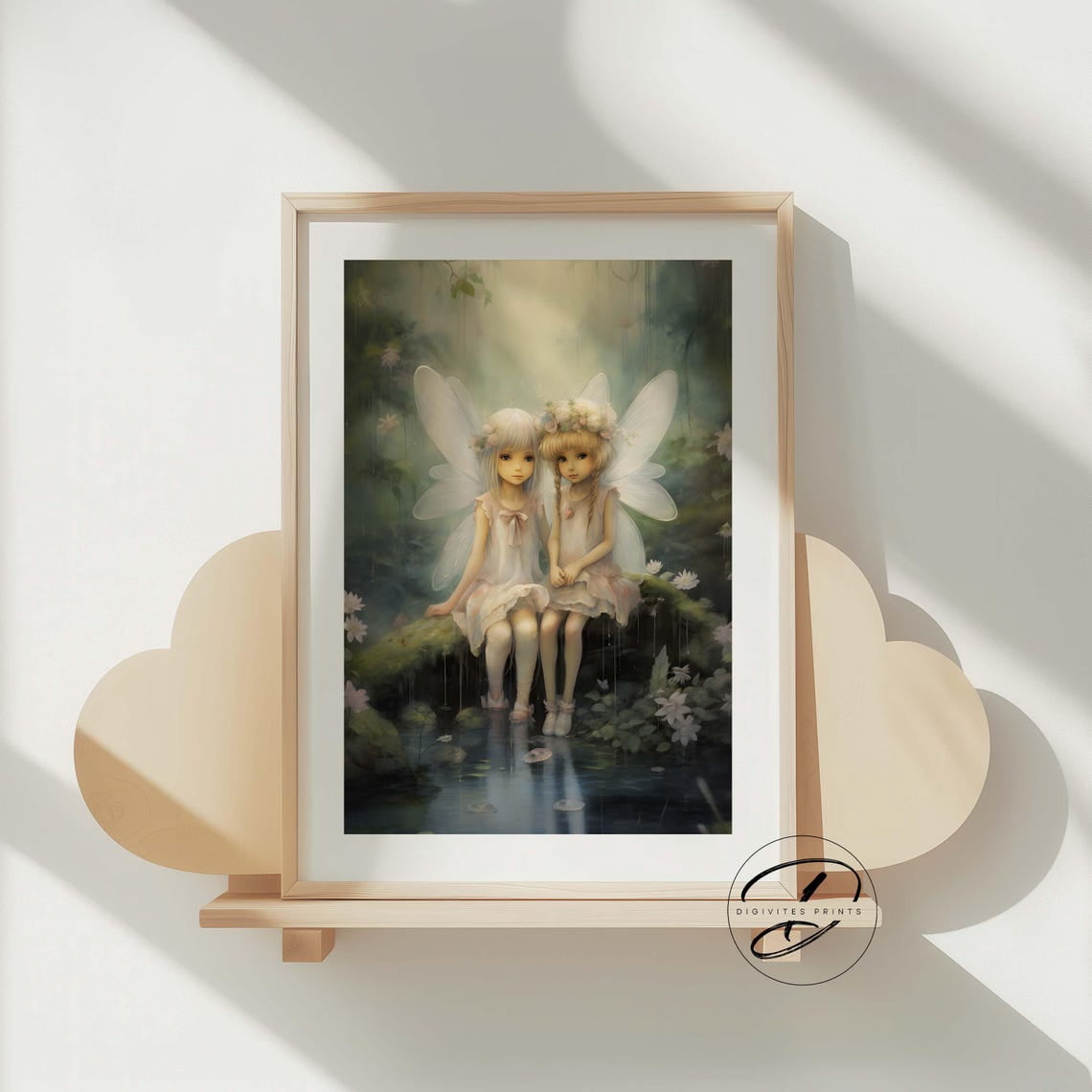 Fairy Sisters Wall Art Print, Gentle Forest Fairy With Wings Poster ...