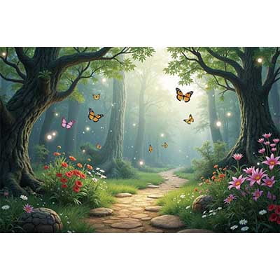 Fairy Spring Enchanted Forest Photo Backdrop Gre Grass Flowers Arch ...