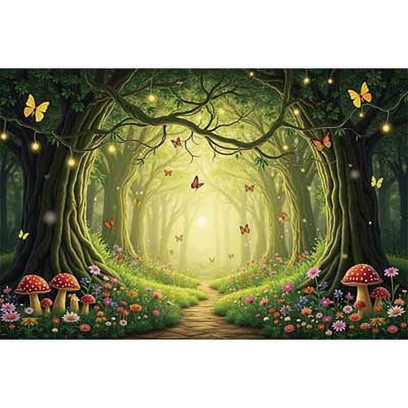 Fairy Spring Enchanted Forest Photo Backdrop Gre Grass Flowers Arch ...