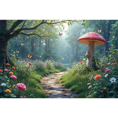 Fairy Spring Enchanted Forest Photo Backdrop Gre Grass Flowers Arch ...
