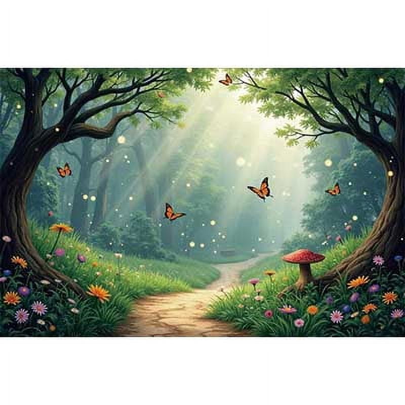 Fairy Spring Enchanted Forest Photo Backdrop Gre Grass Flowers Arch ...