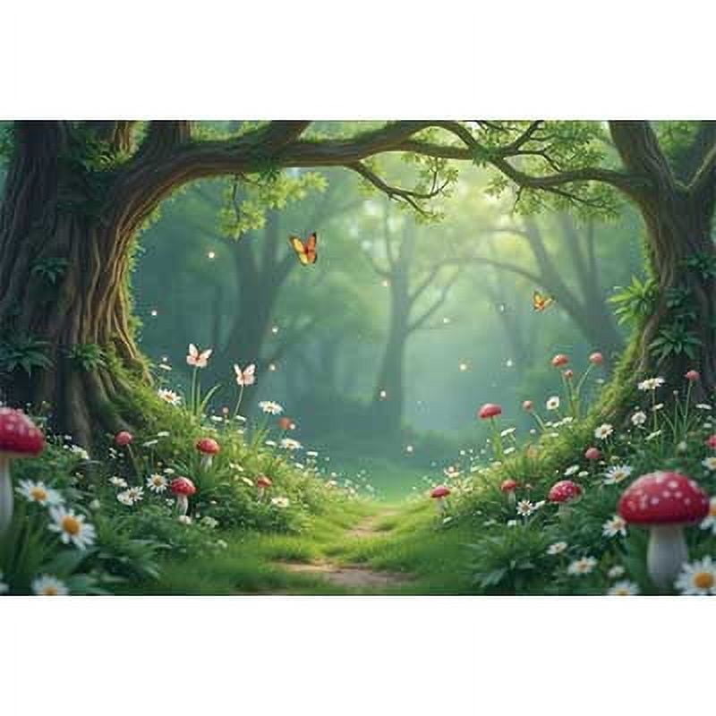 Fairy Spring Enchanted Forest Photo Backdrop Gre Grass Flowers Arch ...