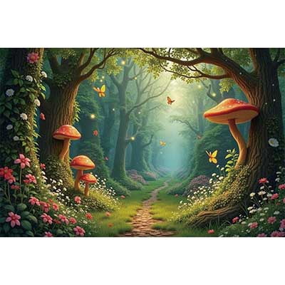 Fairy Spring Enchanted Forest Photo Backdrop Gre Grass Flowers Arch ...