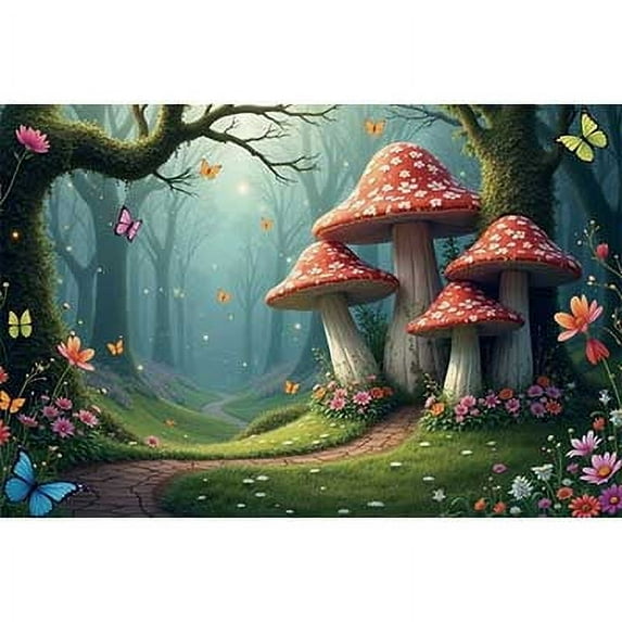 Fairy Spring Enchanted Forest Photo Backdrop Gre Grass Flowers Arch ...