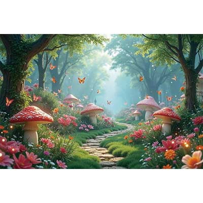 Fairy Spring Enchanted Forest Photo Backdrop Gre Grass Flowers Arch ...